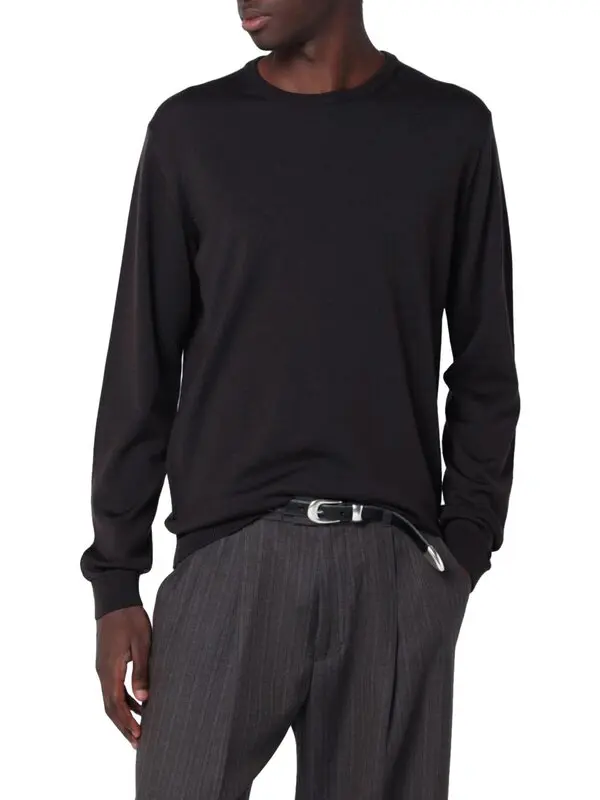 ROBERTO COLLINA Pure Virgin Wool Long-sleeved Crewneck Jumper - Brown