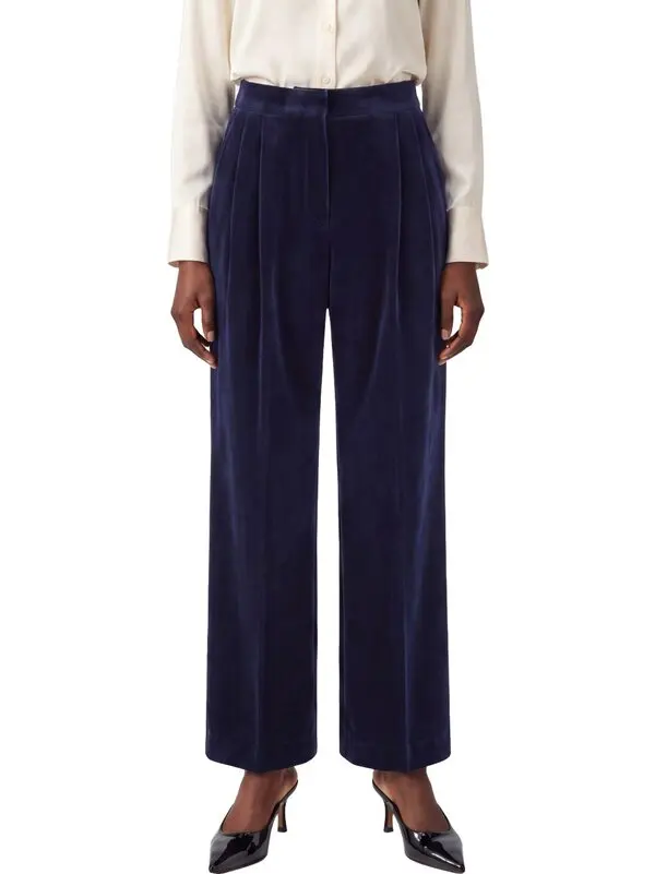 JIL SANDER Wide-leg Pleated Velvet Tailored Trousers - Black