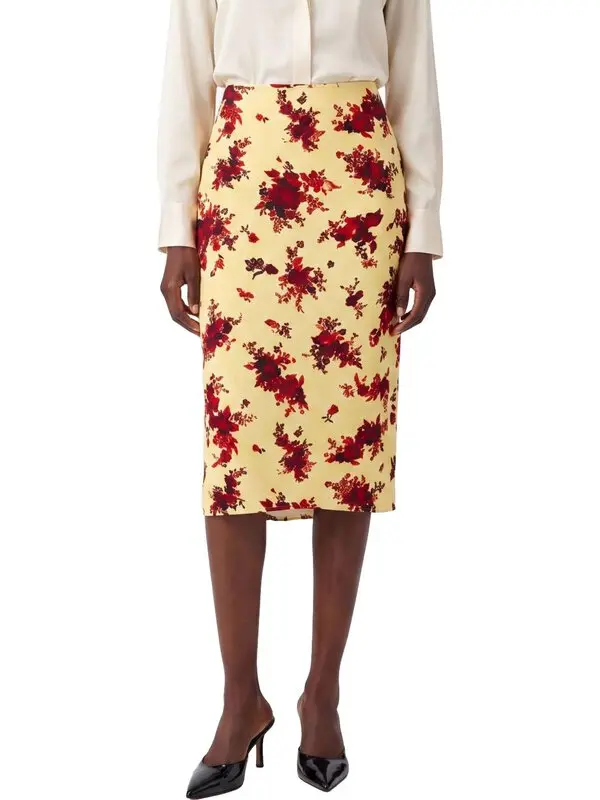 JIL SANDER Floral Print Midi Skirt - Yellow