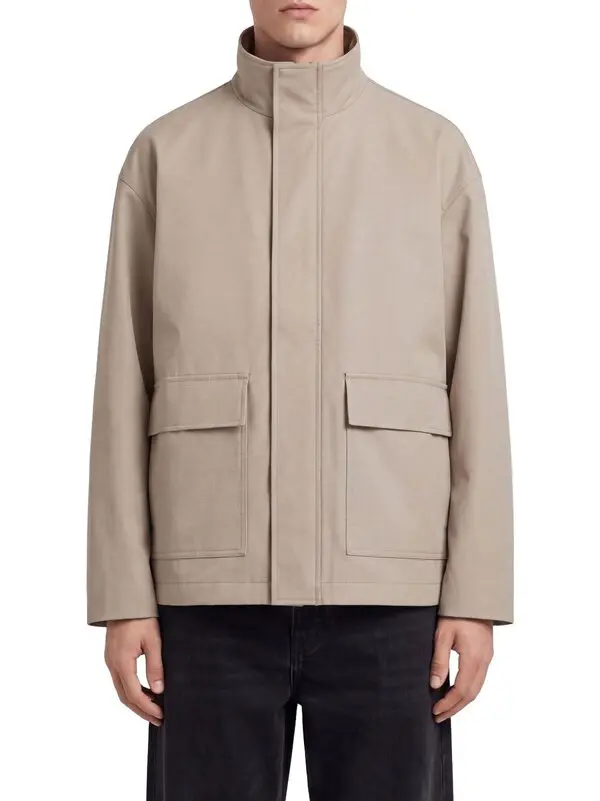 JIL SANDER Short Technical Fabric Parka With High Collar And Patch Pockets - Beige