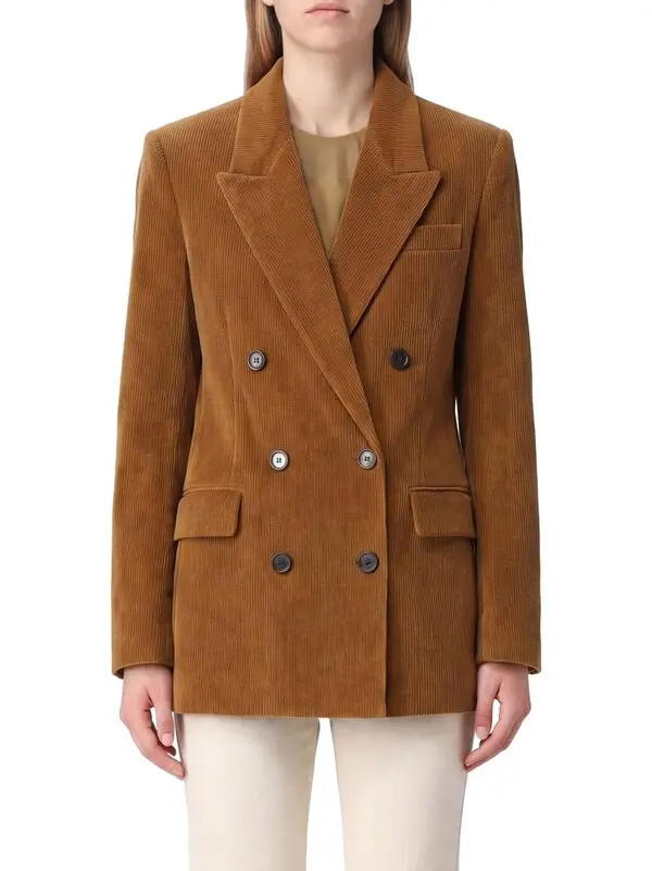 Isabel Marant Étoile Double-breasted Velvet Blazer With Peak Lapels - Camel