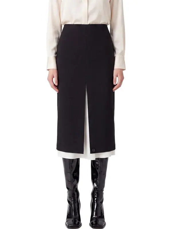 SEMICOUTURE Skirt With Button Detail - Black