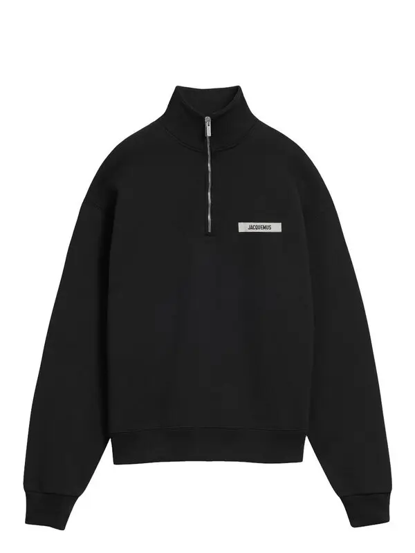 Jacquemus Zip-up Textured Knit Sweater - Black