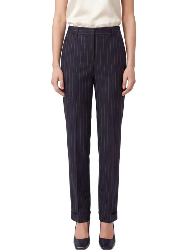 SEMICOUTURE High-waisted Striped Wool-blend Trousers - Blue