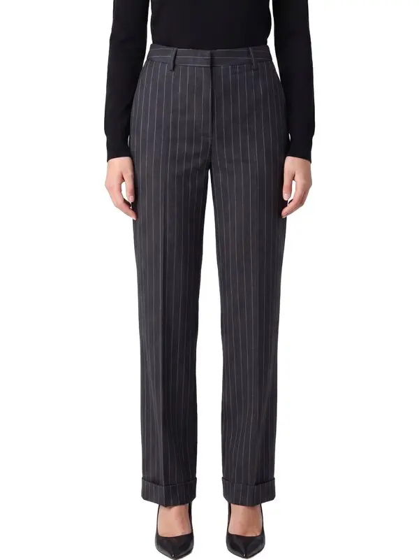 SEMICOUTURE High-waisted Striped Wool-blend Trousers - Grey