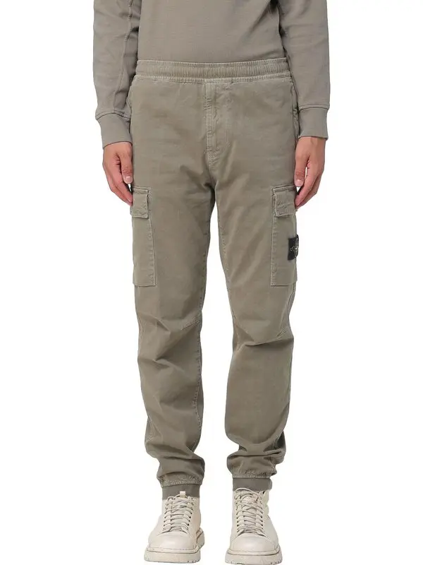 Stone Island Slim Fit Stretch Technical Fabric Cargo Trousers With Compass Logo - Military