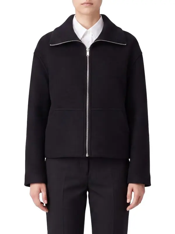 SEMICOUTURE Virgin Wool Short Coat With High Collar - Black