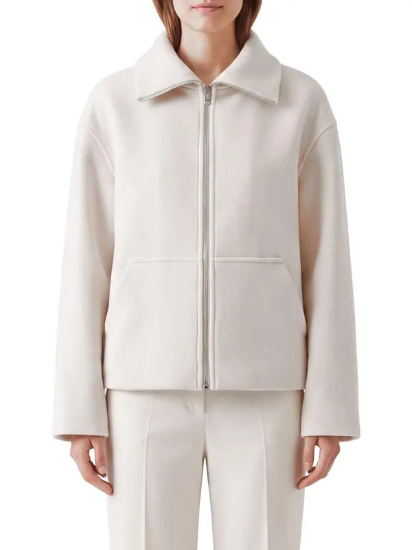 SEMICOUTURE Virgin Wool Short Coat With High Collar - White