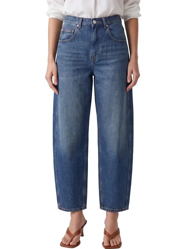 Isabel Marant Étoile Oriane High-waisted Baggy Jeans In Cotton Denim - Blue