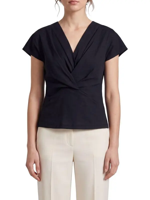 Isabel Marant Étoile Draped V-neck Short-sleeved Cotton Top - Black