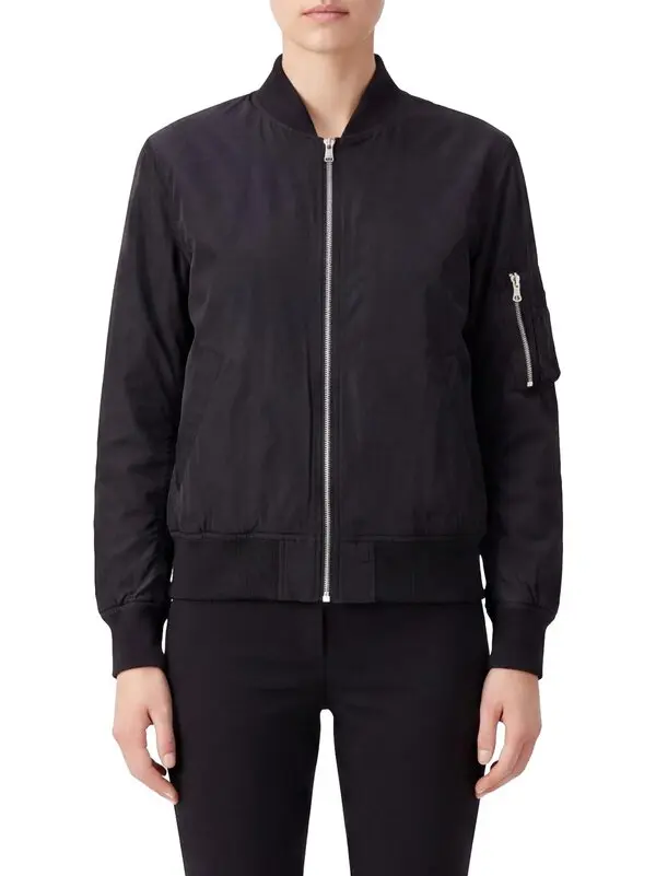 SEMICOUTURE Bomber Jacket With Zip Up And Zippered Pocket Detail - Black