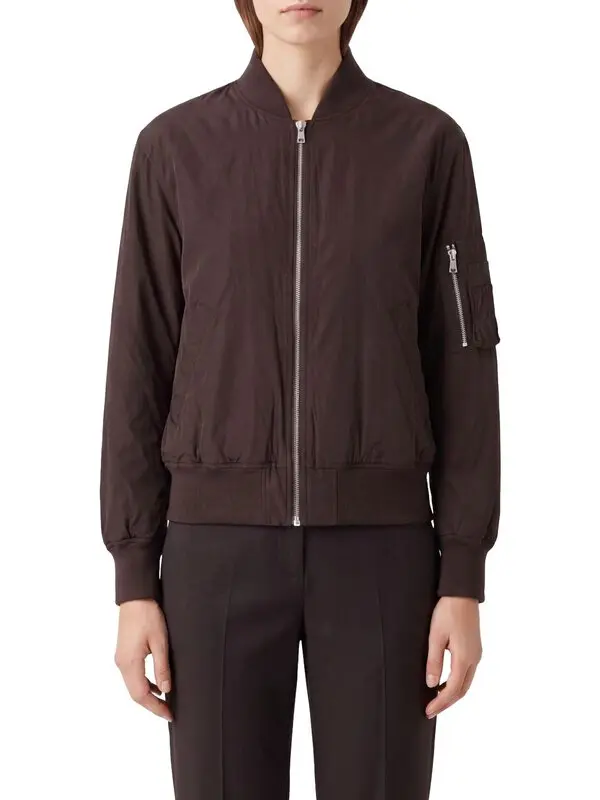 SEMICOUTURE Bomber Jacket With Zip Up And Zippered Pocket Detail - Brown