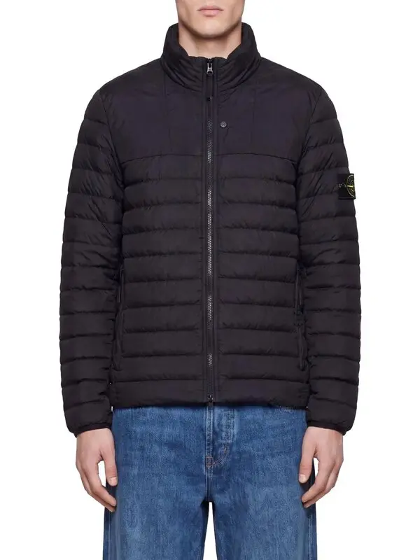 Stone Island Short Water-repellent Recycled Nylon Down Jacket With High Neck - Black