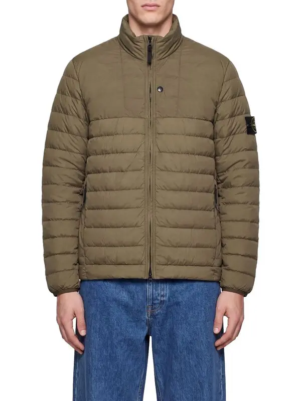 Stone Island Short Water-repellent Recycled Nylon Down Jacket With High Neck - Green