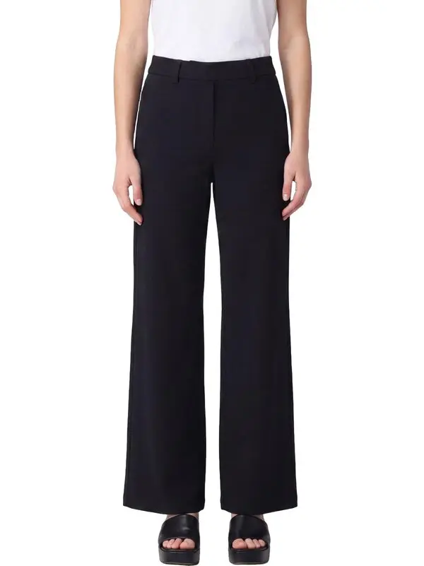 Liu Jo High-waisted Straight-leg Stretch Jersey Trousers With Rhinestone Logo - Black