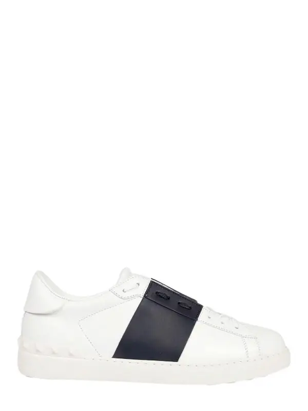 Valentino Garavani Open Rockstud Two-tone Calf Leather Slip-on Sneaker - White