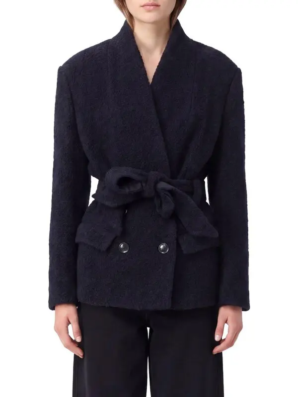 Isabel Marant Étoile Double-breasted Wool & Alpaca Belted Short Coat - Black