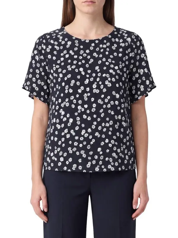 Isabel Marant Étoile Floral Print Silk-blend Short-sleeve Blouse - Black