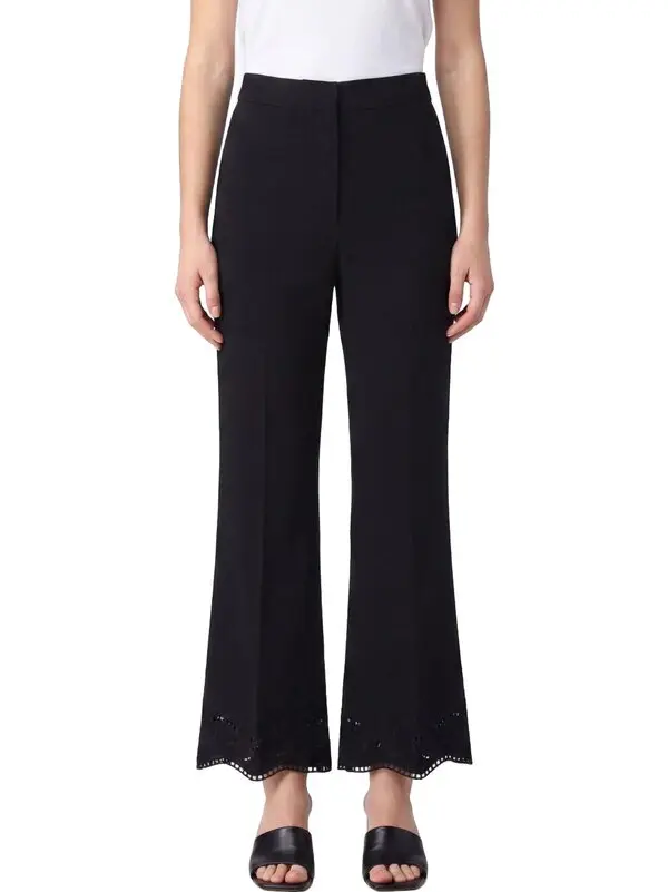TWINSET High-waisted Flared Trousers With Lace Inserts - Black