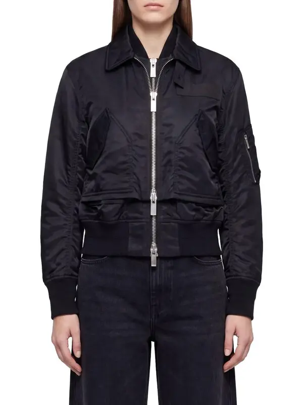 Sacai Cotton-blend Bomber Jacket With Classic Collar And Zip Closure - Black