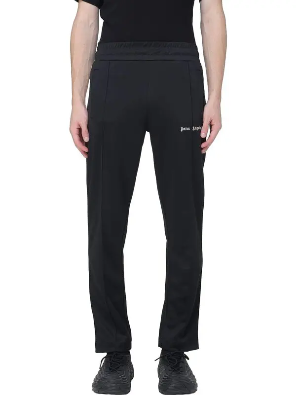 Palm Angels Slim Fit Technical Fabric Track Trousers With Logo - Black