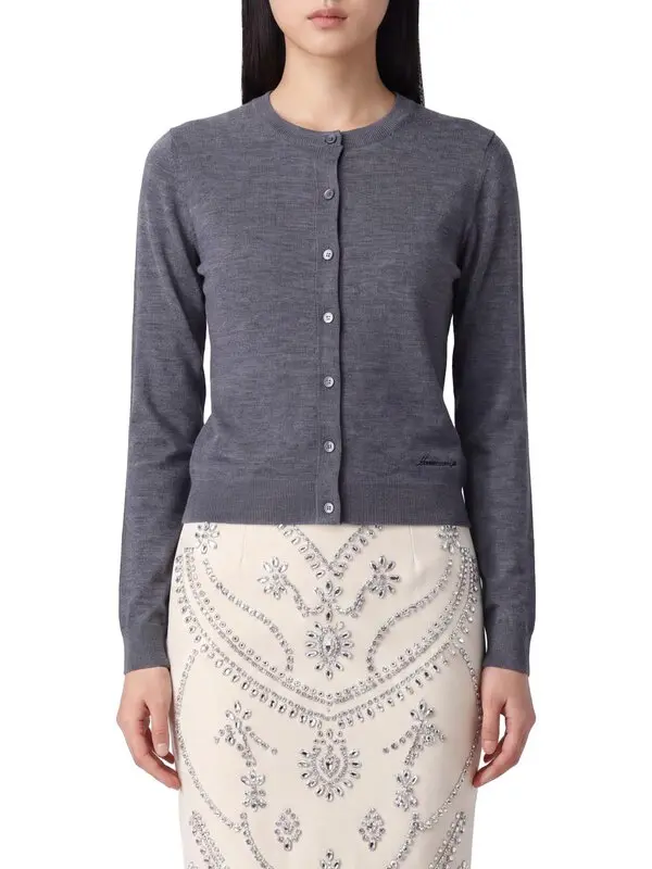 N° 21 Slim Fit Crewneck Cardigan In Pure Wool - Grey