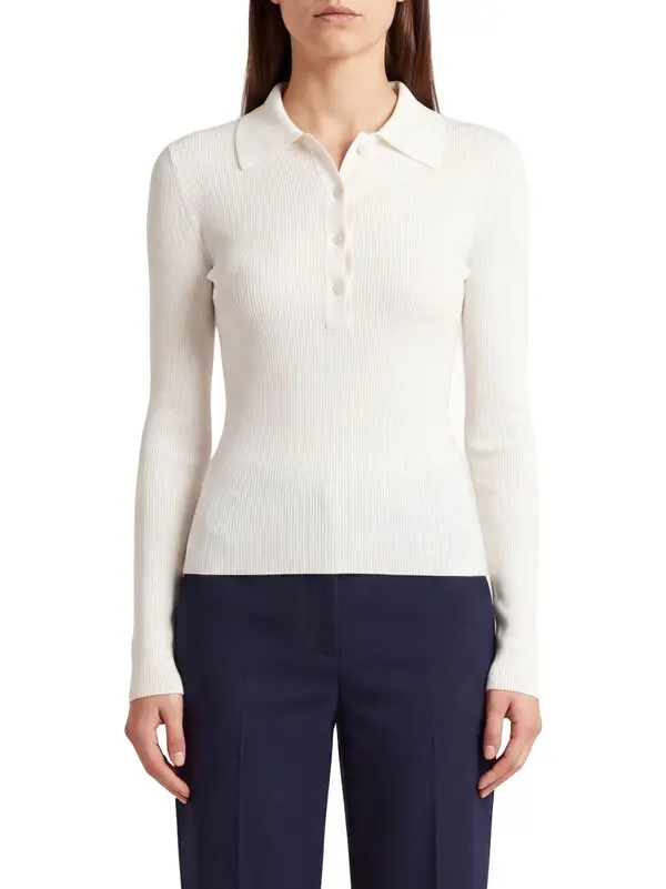 PAROSH P.a.r.o.s.h. Slim Fit Long-sleeved Pure Wool Polo - White