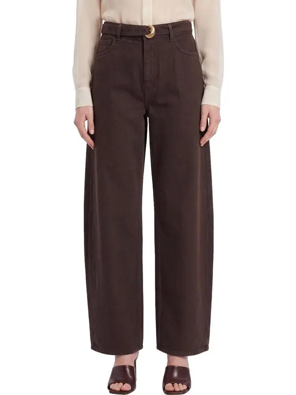 TWINSET High-waisted Cotton Trousers - Brown