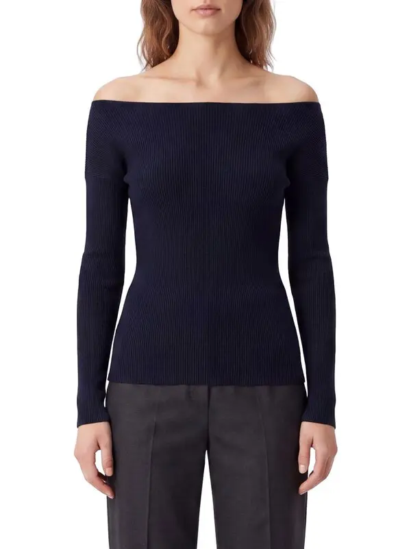 PAROSH P.a.r.o.s.h. Slim Fit Pure Wool Jumper With Straight Neckline And Dropped Shoulders - Black