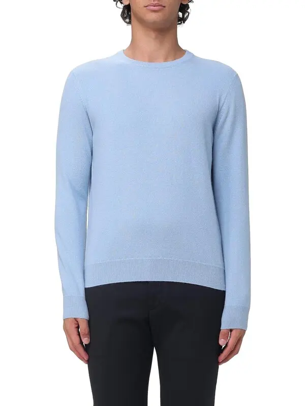 Malo Pure Cashmere Crewneck Jumper With Ribbed Trims - Blue 1