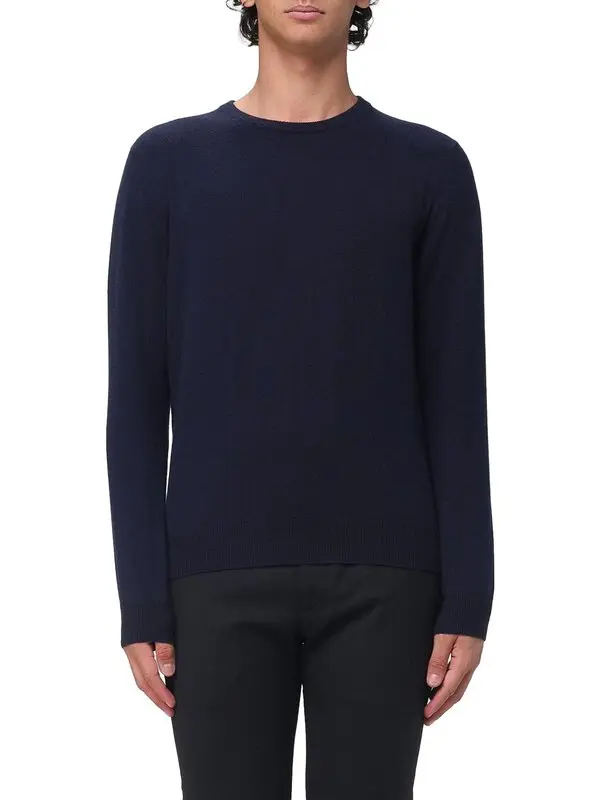 Malo Pure Cashmere Crewneck Jumper With Ribbed Trims - Blue