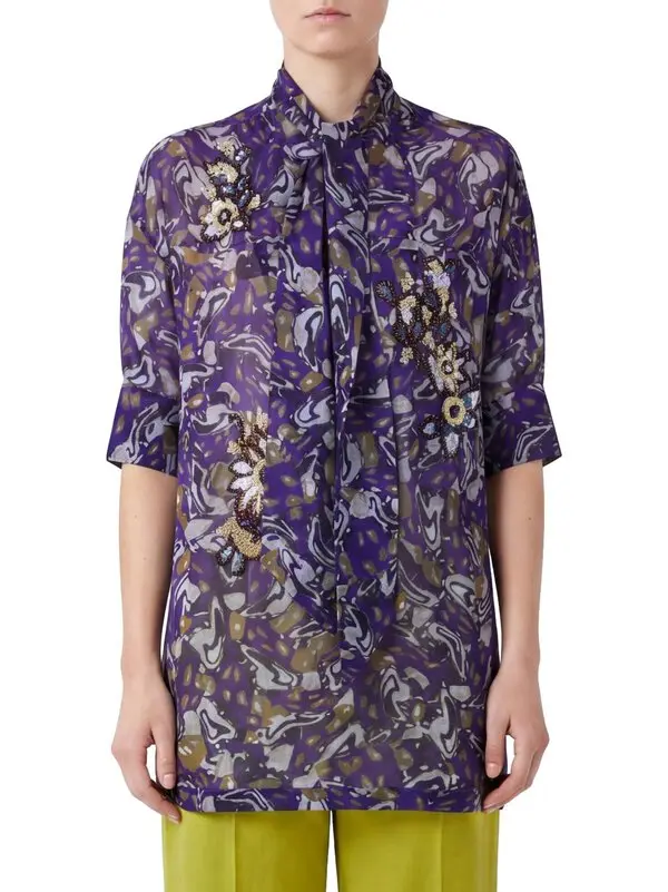 Dries Van Noten Printed Shirt With Embellishments - Multicolor