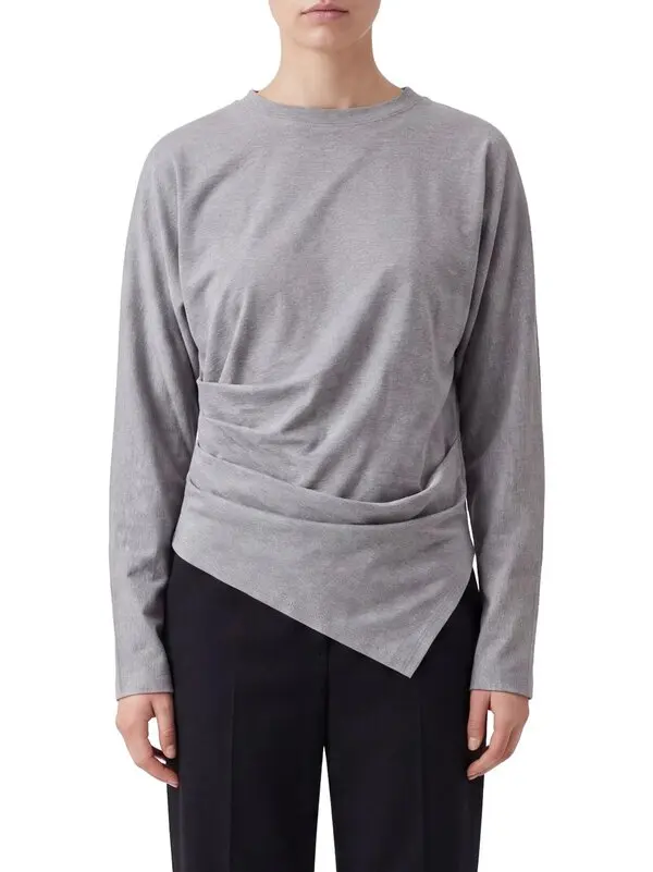 GANNI Asymmetric Long-sleeved Organic Cotton T-shirt - Striped