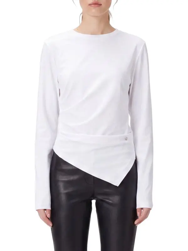 GANNI Asymmetric Long-sleeved T-shirt In Organic Cotton - White