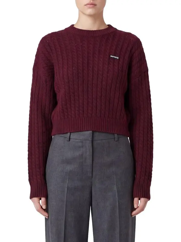 ROTATE BY BIRGER CHRISTENSEN Wool And Cashmere Blend Jumper With Applied Logo - Brown
