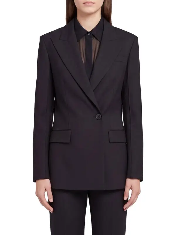 Erika Cavallini Double-breasted Wool-blend Blazer With Peak Lapels - Black