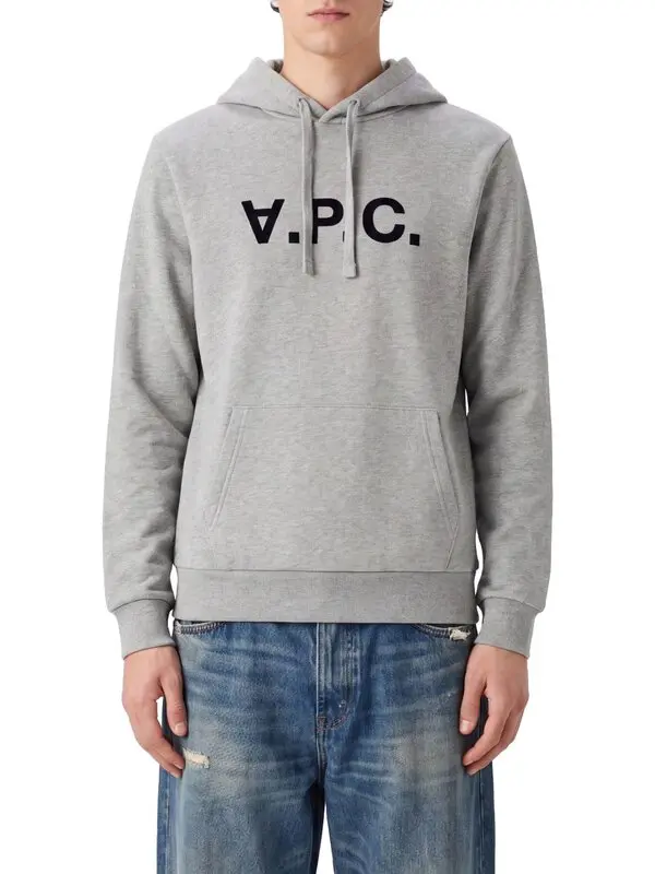 A.p.c. Cotton Logo Hoodie With Kangaroo Pocket - Navy