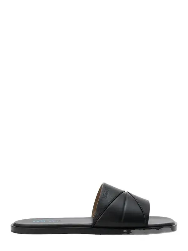 Loewe Sculptural Folded Leather Slide Sandals - Black