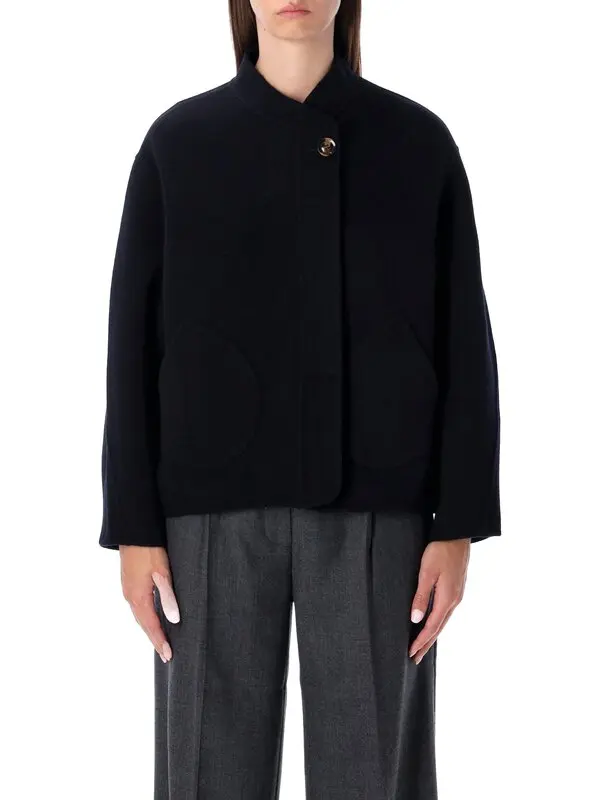 Soeur Collarless Single-breasted Jacket - Deep Navy