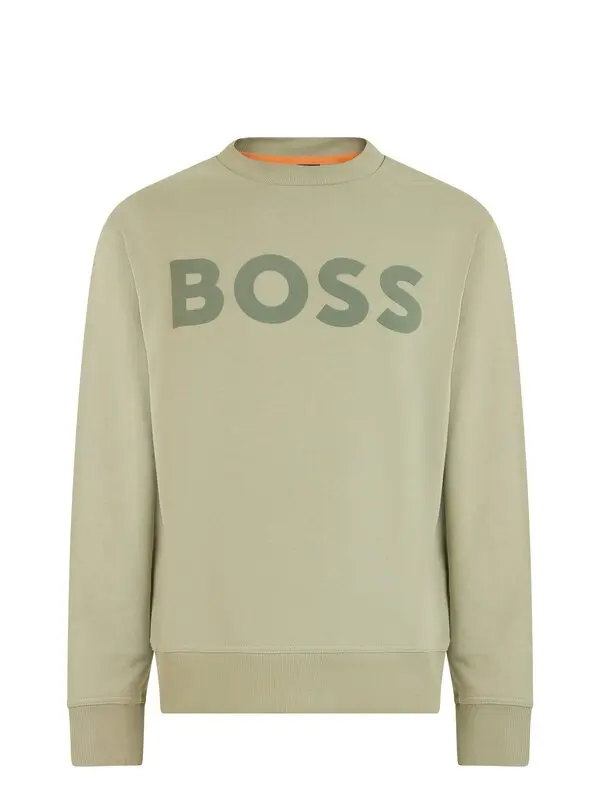 BOSS Modern Logo Cotton Sweatshirt - Khaki