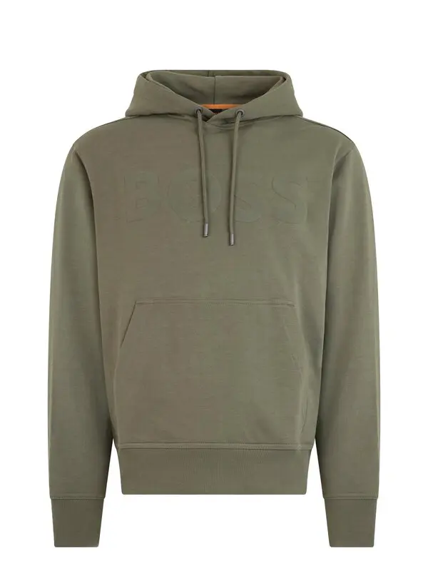 BOSS Cotton Hoodie With Classic Long Sleeve Design - Khaki
