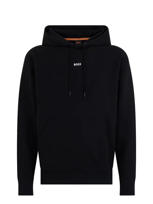 BOSS Cotton Hooded Sweatshirt With Chest Logo - Black