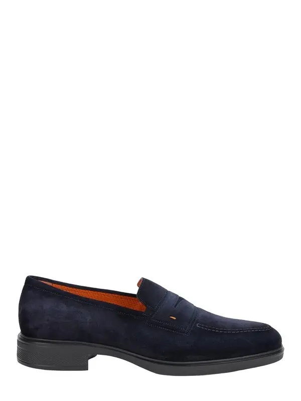 Santoni Suede Slip-on Loafers - Blue