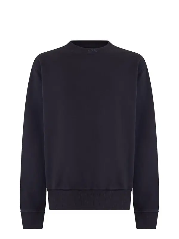 BOSS Cotton Sweatshirt With Embroidered Logo - Black