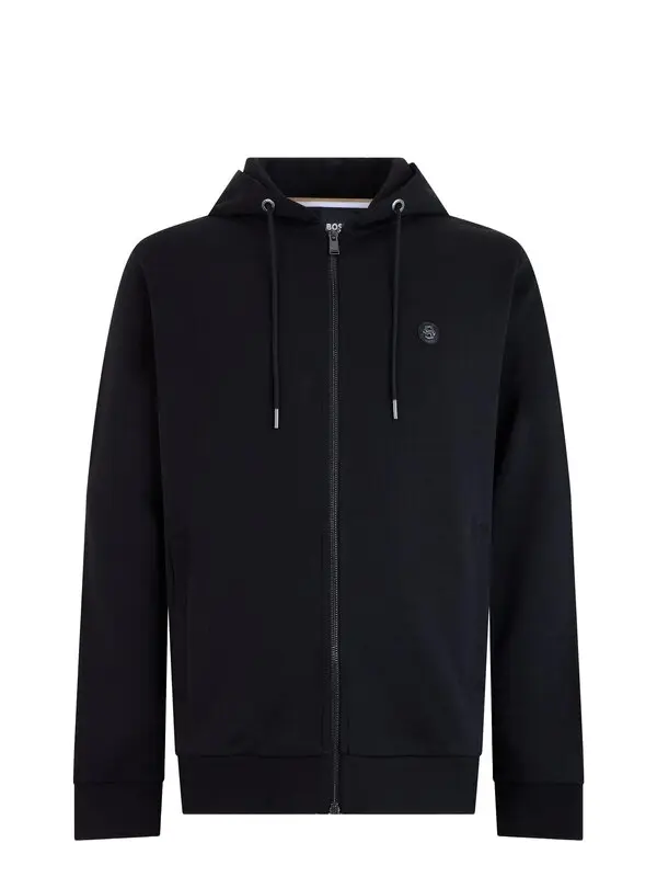 BOSS Cotton Zip-up Hooded Sweatshirt - Black