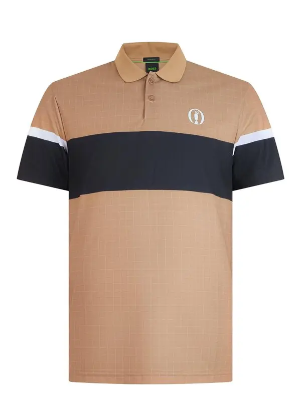 BOSS Technical Fabric Short-sleeve Polo With Contrast Stripe - Beige