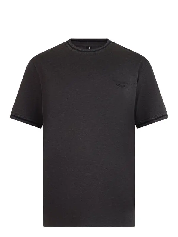 BOSS Cotton T-shirt With Embroidered Logo - Grey