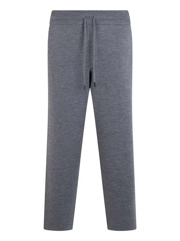 SLOWEAR Stretch Virgin Wool Pants With Elastic Waist - Grey