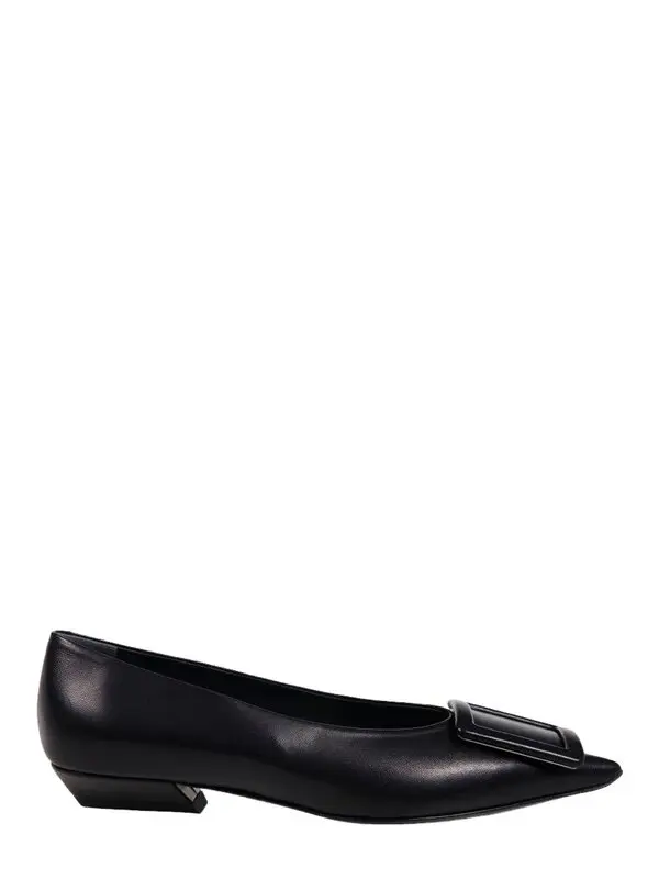 ROGER VIVIER Pointed Toe Leather Ballet Flats - Black
