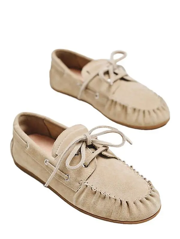 BIBI LOU Suede Moccasin Boat Shoes - Trench